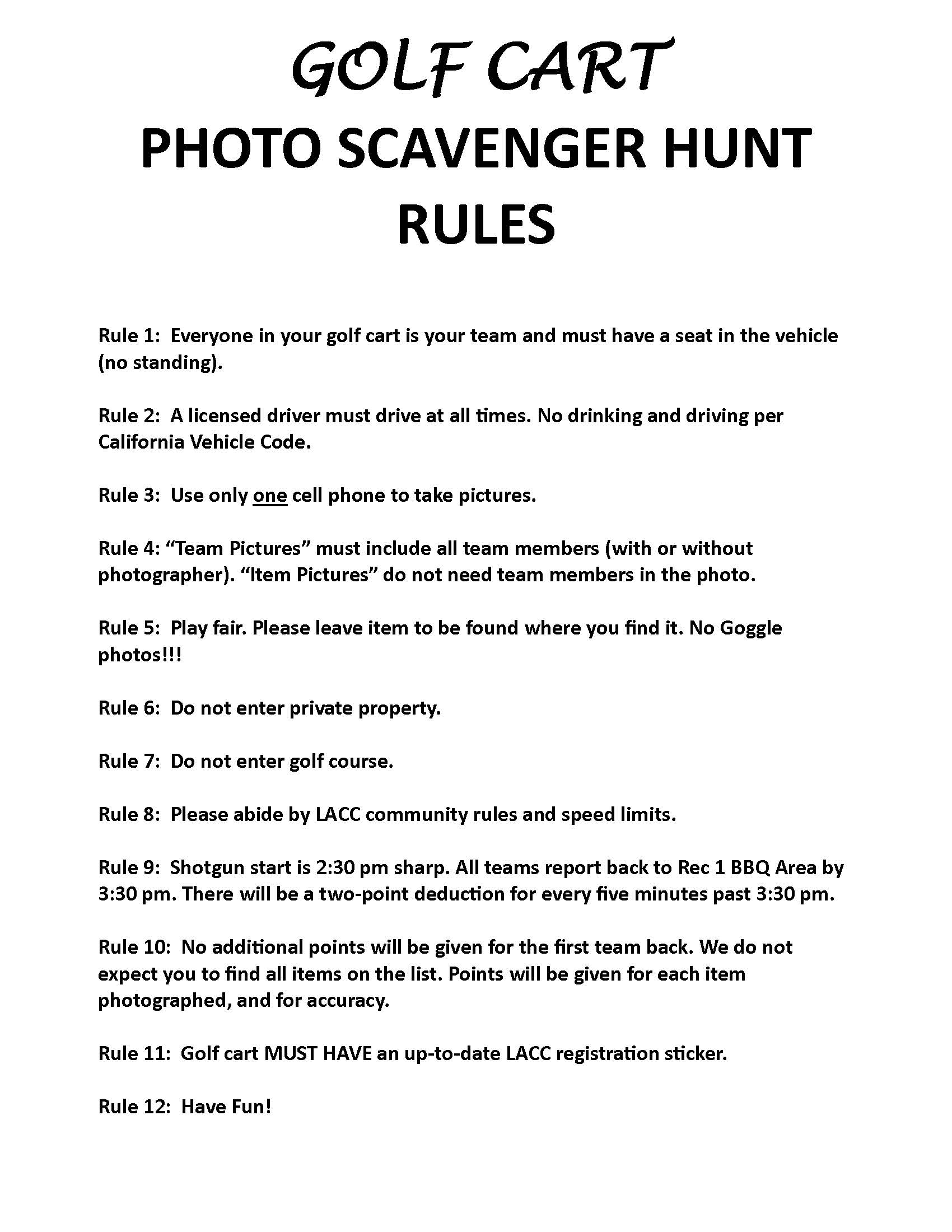 Golf Cart Scavenger Hunt | Lake Almanor Country Club