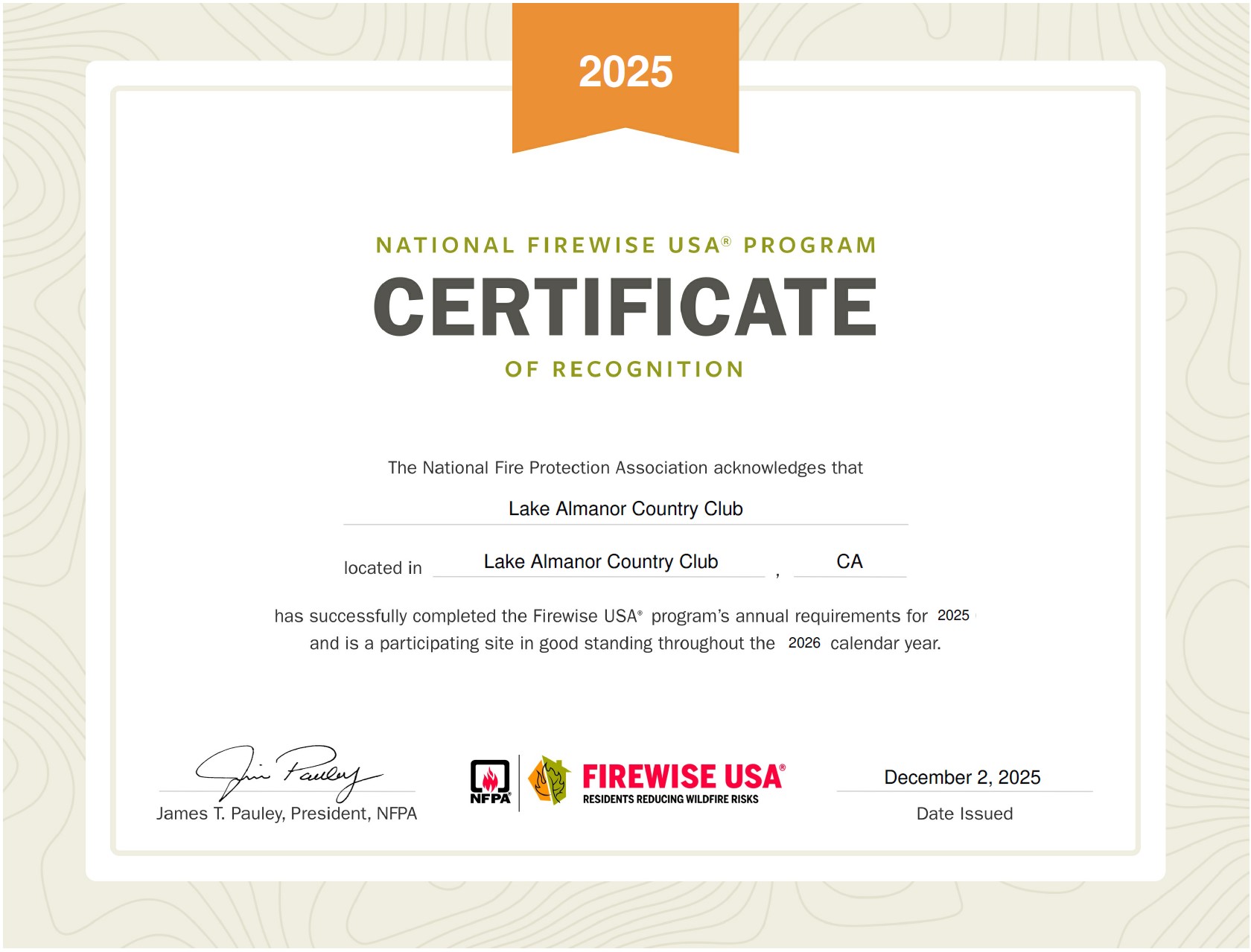 FireWise Information | Lake Almanor Country Club